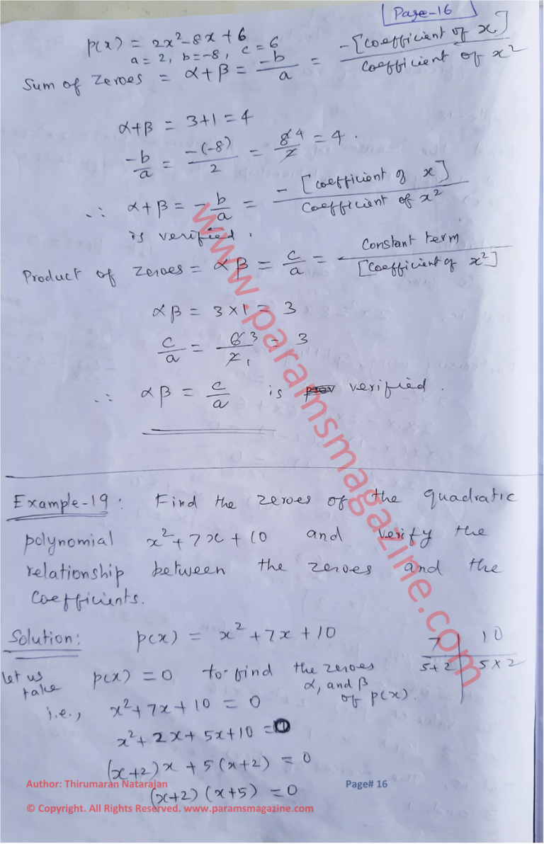 Polynomials Maths Notes Class 10 Cbse Mathematics Chapter 2 8713