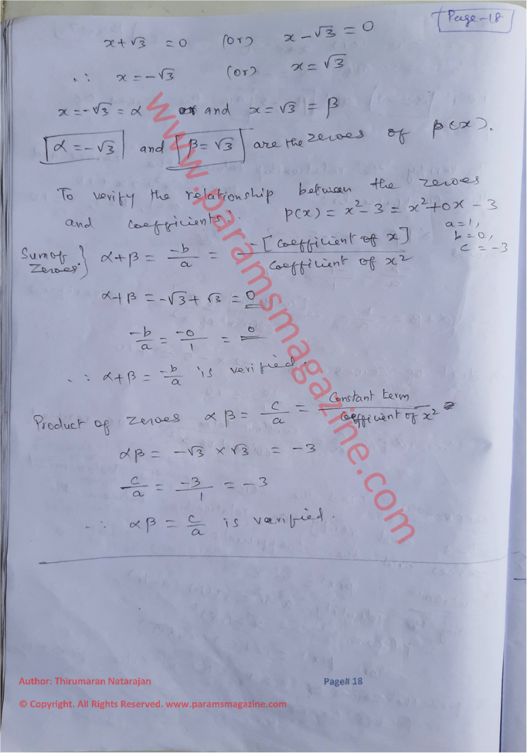 Polynomials - Maths Notes - Class-10 - CBSE - Mathematics - Chapter-2 ...